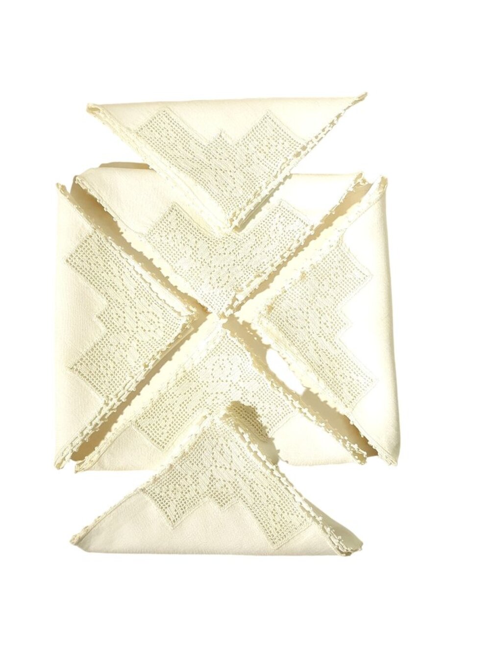 Hand Finished | Dining | Vintage Linen Napkins 6 Crochet Panel Edge ...